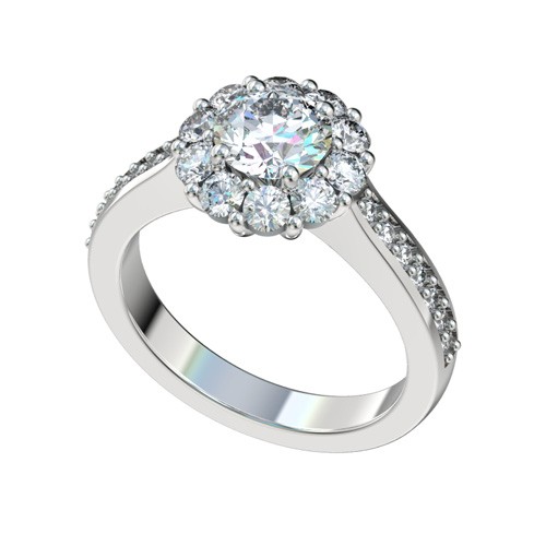 Shared Prong Halo Engagement Ring - R1043 | Casting House