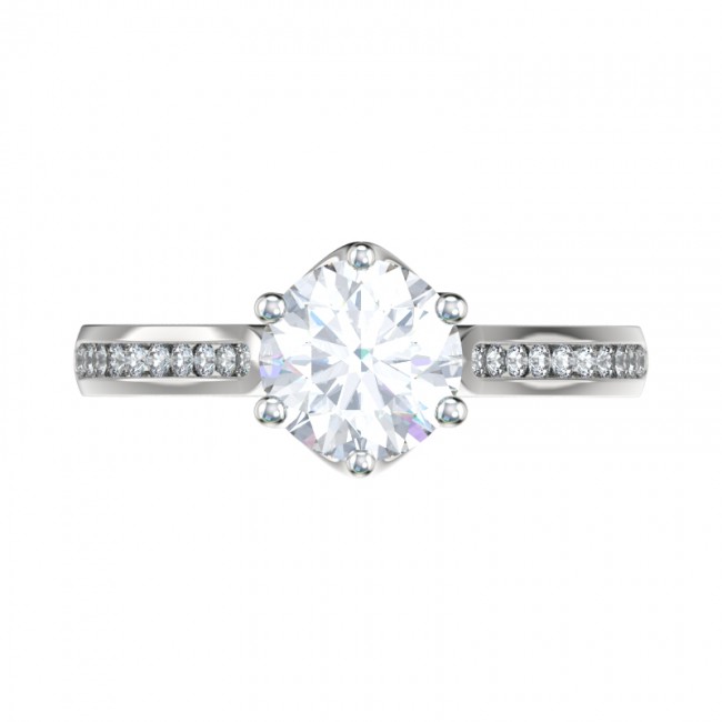 6 Prong Trellis Ring With Channel Setting - R1151